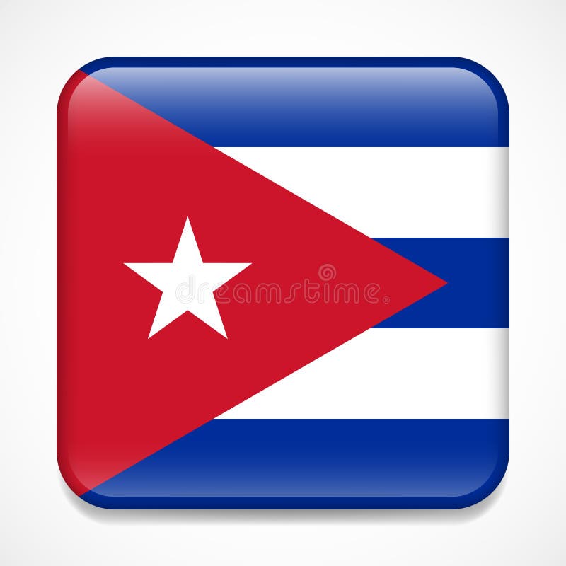 Flag of Cuba. Square Glossy Badge Stock Vector - Illustration of glossy ...