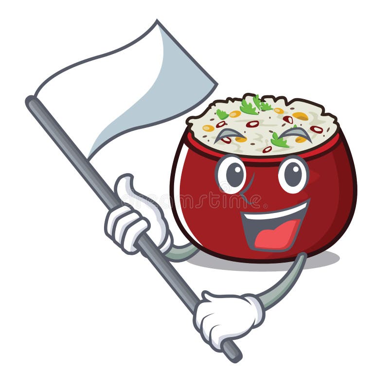 With Flag Curd Rice Placed on Character Plate Stock Vector ...