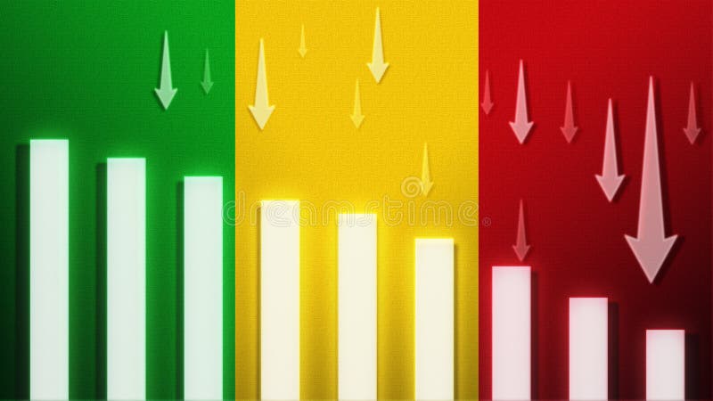 Flag with a Declining Bar Chart and Down Arrows Stock Illustration ...