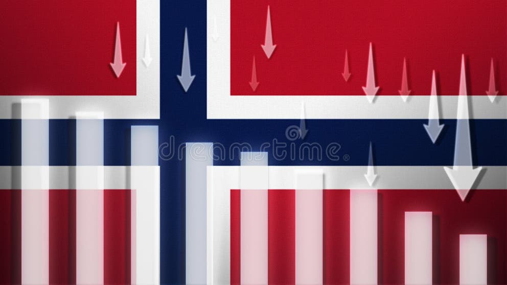 Flag with a Declining Bar Chart and Down Arrows Stock Illustration ...