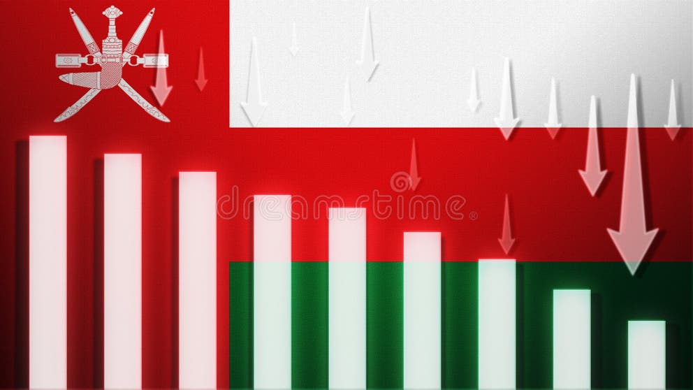 Flag with a Declining Bar Chart and Down Arrows Stock Illustration ...