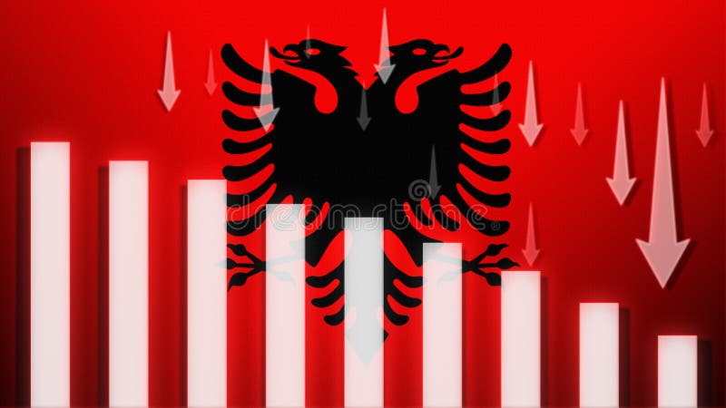 Flag with a Declining Bar Chart and Down Arrows, Symbolizing Decline in ...