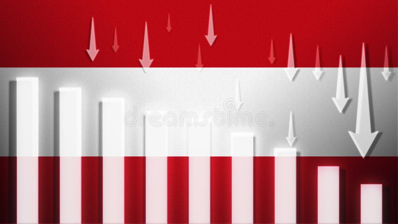 Flag with a Declining Bar Chart and Down Arrows, Symbolizing Decline in ...