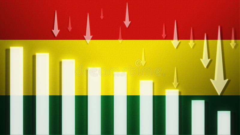 Flag with a Declining Bar Chart and Down Arrows, Symbolizing Decline in ...