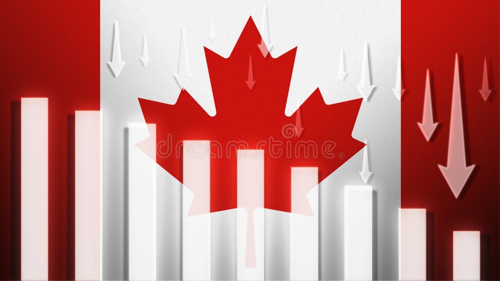 Flag with a Declining Bar Chart and Down Arrows, Symbolizing Decline in ...