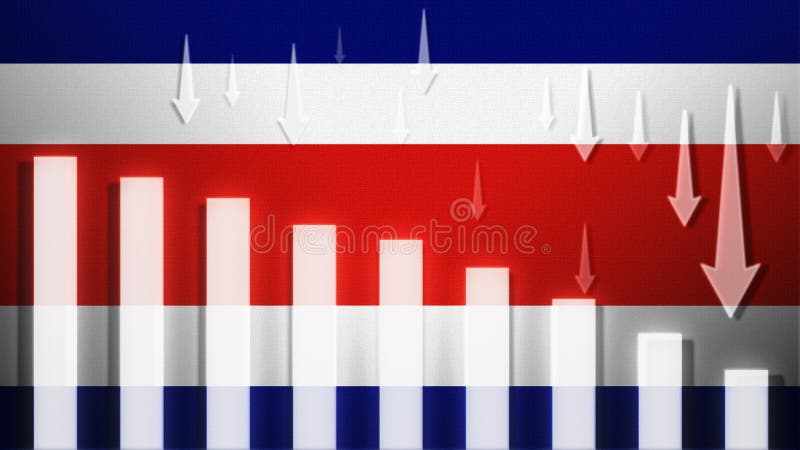 Flag with a Declining Bar Chart and Down Arrows, Symbolizing Decline in ...