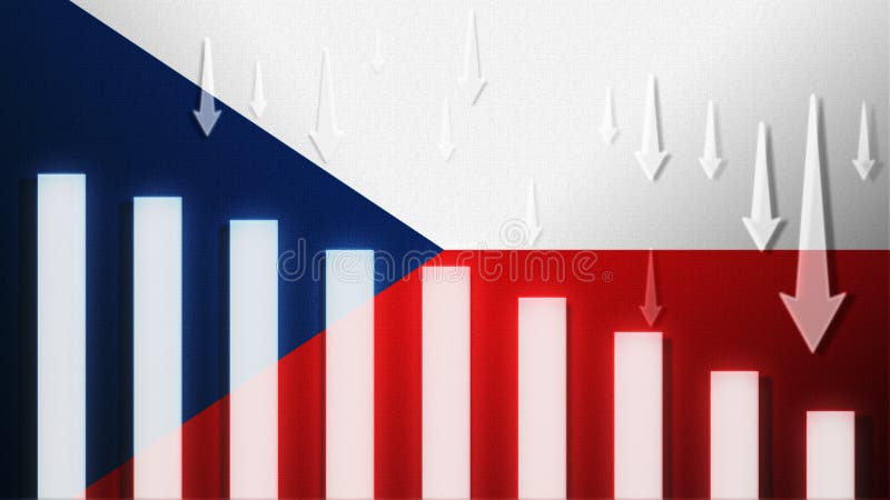 Flag with a Declining Bar Chart and Down Arrows, Symbolizing Decline in ...