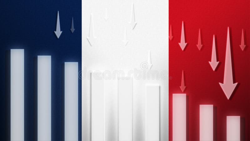Flag with a Declining Bar Chart and Down Arrows, Symbolizing Decline in ...