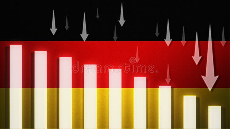 Flag with a Declining Bar Chart and Down Arrows, Symbolizing Decline in ...