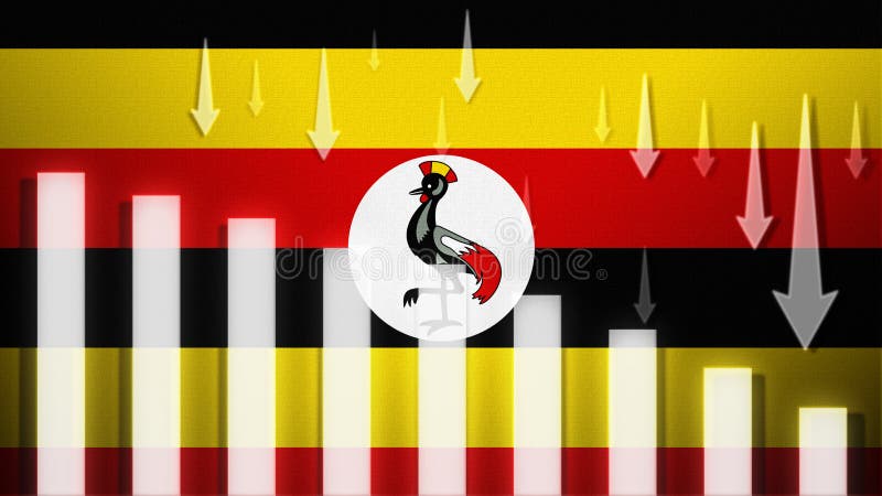 Flag with a Declining Bar Chart and Down Arrows Stock Illustration ...