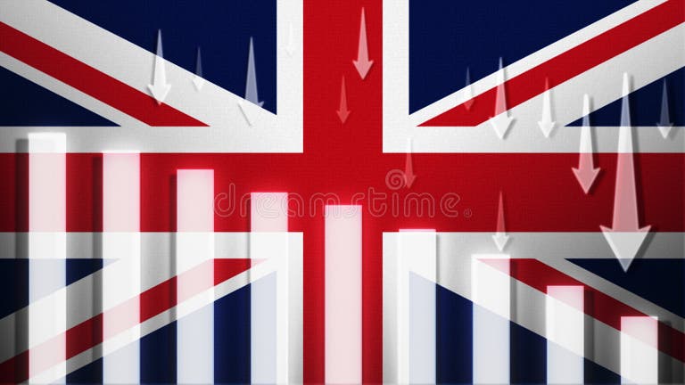 Flag with a Declining Bar Chart and Down Arrows Stock Illustration ...