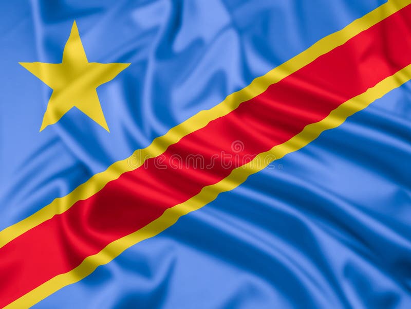 The Flag of DRC Rippled stock illustration. Illustration of emblem ...