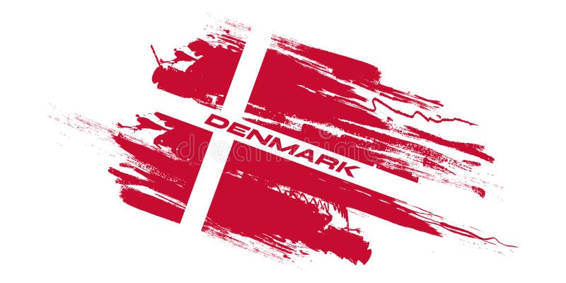 Flag of Denmark with Brush Style. Danish Flag Background with Grunge ...