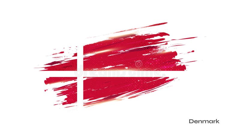 Flag of Denmark with Brush Style and Halftone Effect. Danish Flag ...