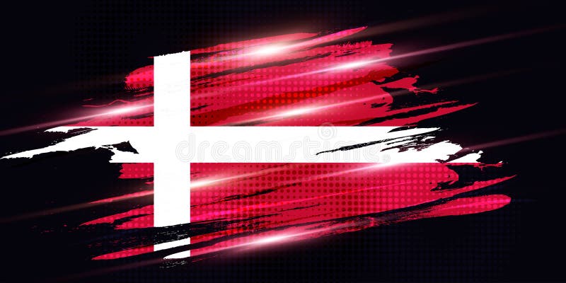 Flag of Denmark with Brush Style and Halftone Effect. Danish Flag ...