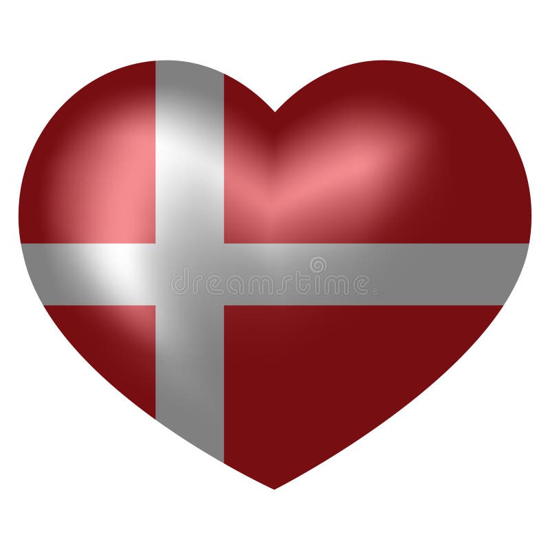 Flag of Denmark in Heart Shape. Vector Illustration. Stock Vector ...