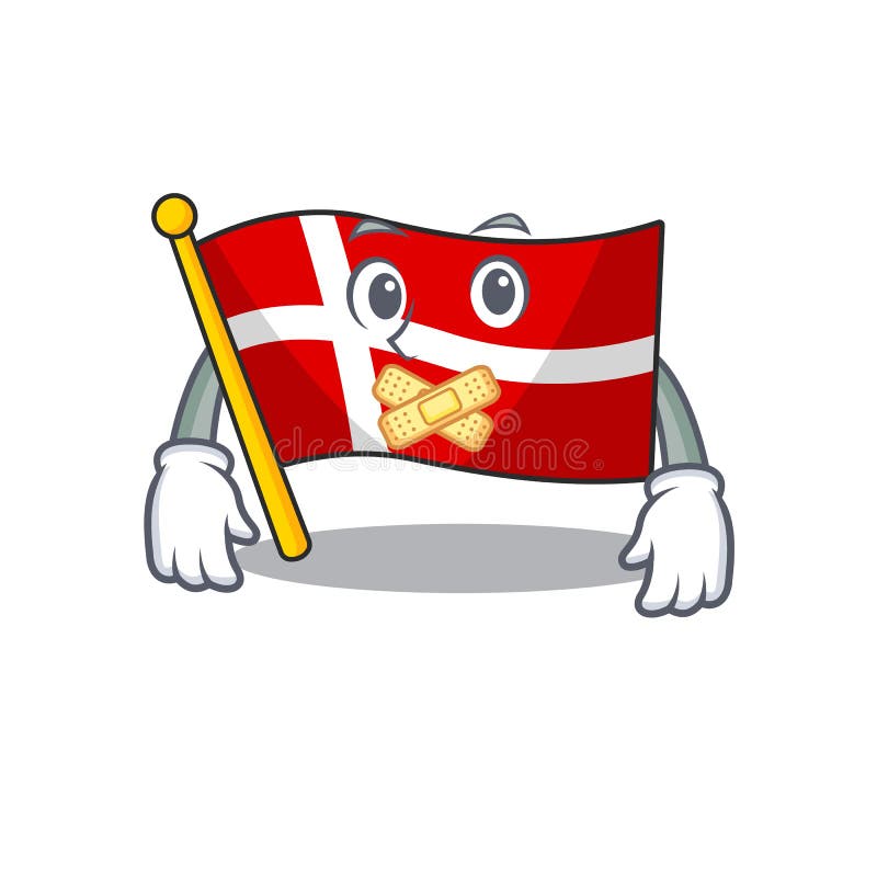 Flag Denmark Mascot Cartoon Character Style Making Silent Gesture Stock ...