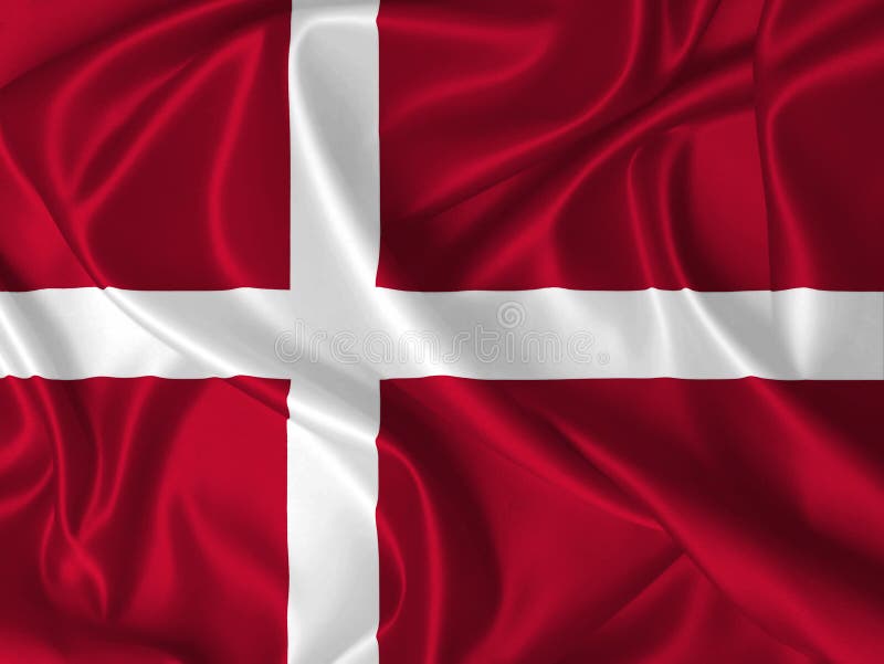 Realistic Denmark Flag on Fabric Texture Stock Illustration ...