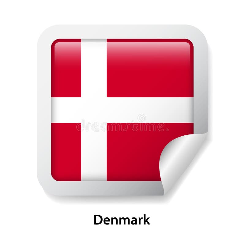 Flag of Denmark. Round Glossy Sticker Stock Vector - Illustration of ...