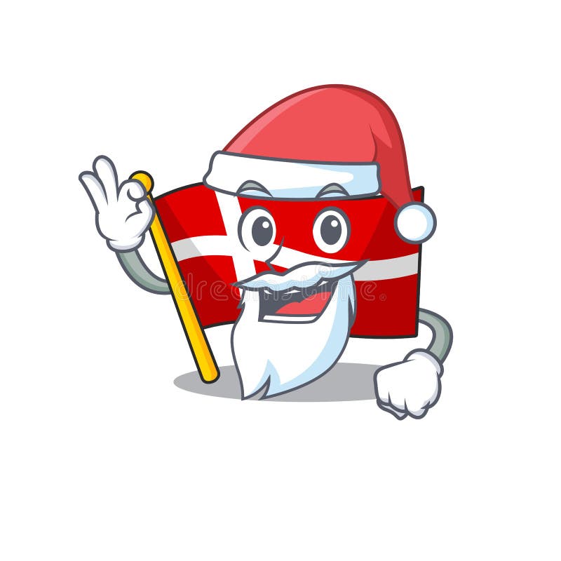 Flag Denmark in Santa Cartoon Character Design Stock Vector ...