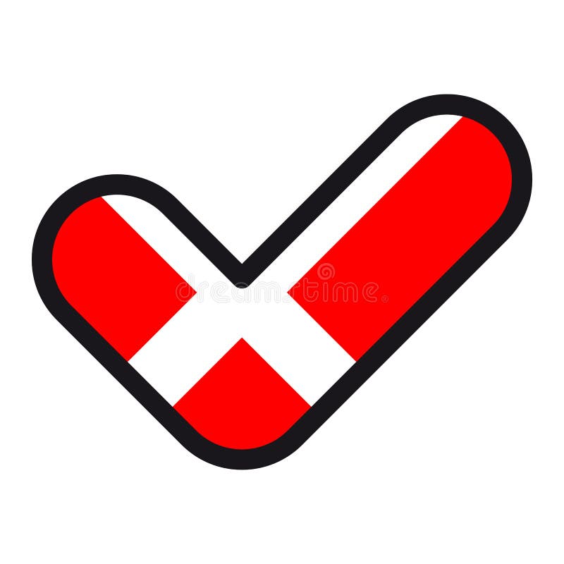 Flag of Denmark in the Shape of Check Mark, Vector Sign Approval Stock ...