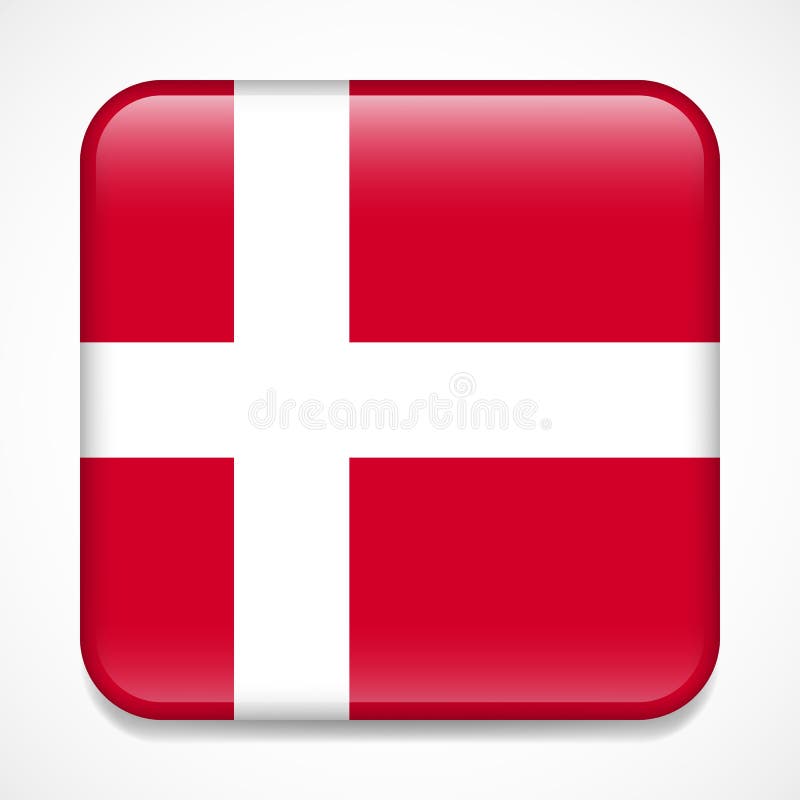 Denmark Square Flag Button, Social Media Communication Sign Stock ...