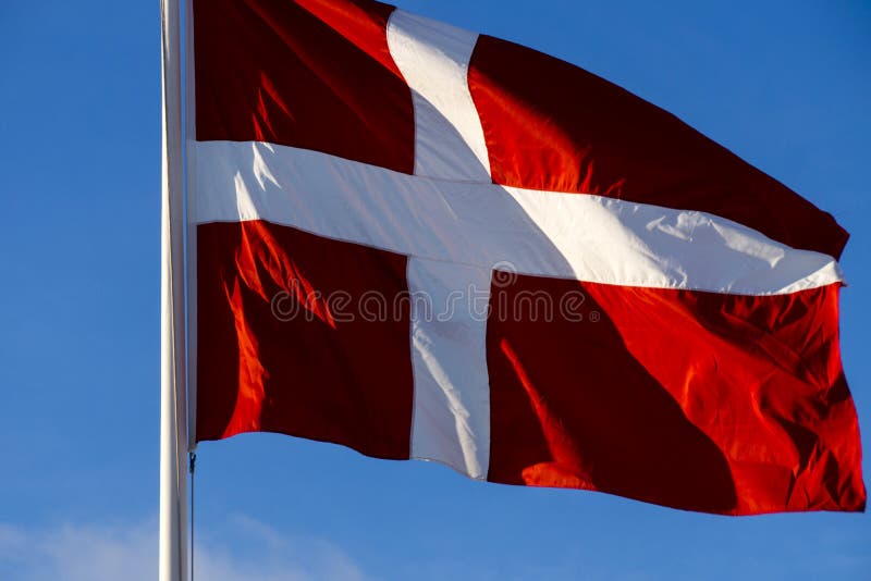 Flag of Denmark stock photo. Image of white, windy, flagstaff - 48748656