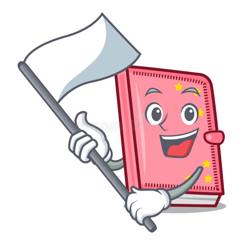 With Flag Diary Mascot Cartoon Style Stock Vector - Illustration of ...