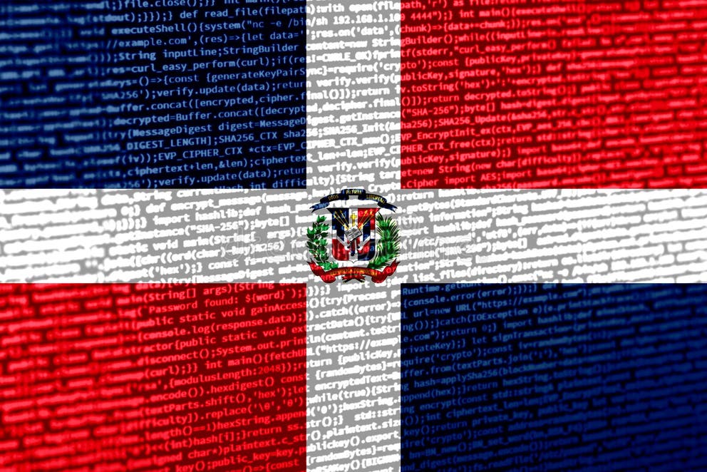 Flag of the Dominican Republic Over Digital Code. Concept of ...