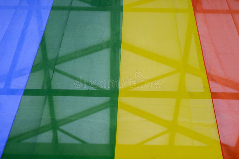 Flag Drape Golden and Red Color Again Window Stock Photo - Image of ...