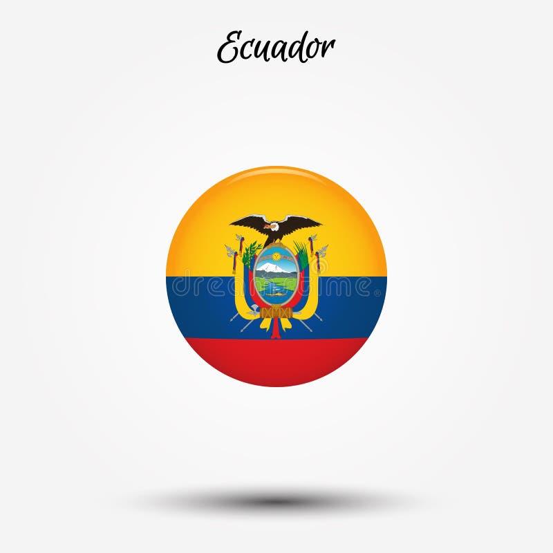Flag of Ecuador icon stock illustration. Illustration of circle - 116623500