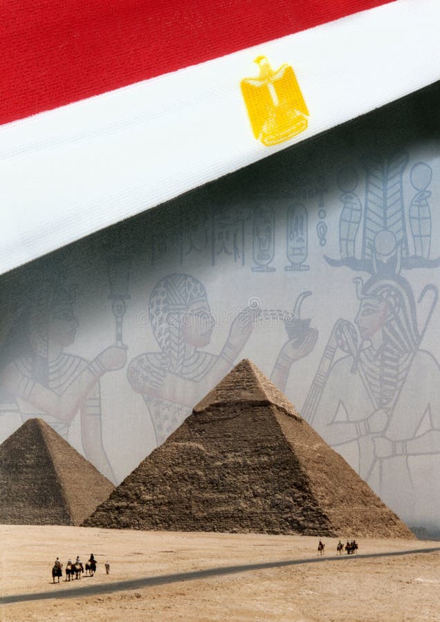Flag of Egypt and the Pyramids Stock Image - Image of hieroglyph ...