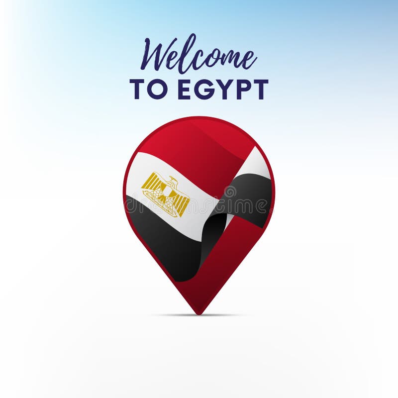 Flag of Egypt in Shape of Map Pointer or Marker. Welcome To Egypt ...