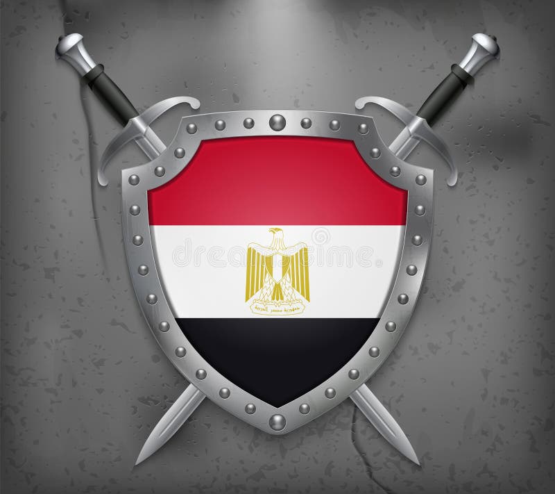 Flag of Egypt. the Shield with National Flag. Two Crossed Swords ...