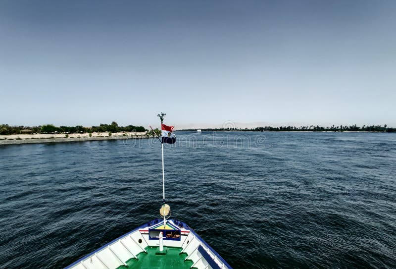 Flag of Egypt Waving from the Boat on Nile River Stock Photo - Image of ...