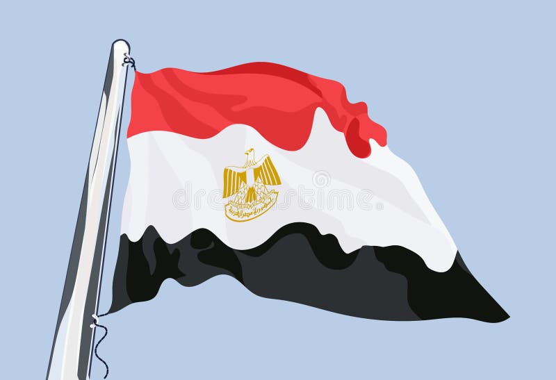 Flag of Egypt. Waving in the Wind Stock Vector - Illustration of abdel ...