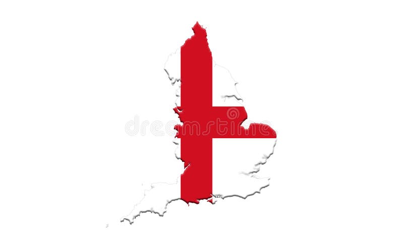 Flag of England with Map Isolated on White Bckground 3D Illustration ...