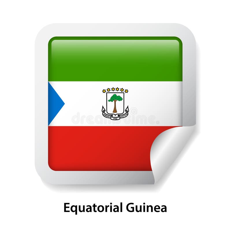 Flag of Equatorial Guinea. Round Glossy Sticker Stock Vector ...