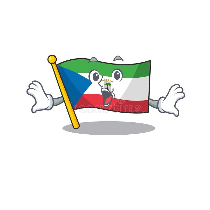 Flag Equatorial Guinea Scroll Surprised Gesture on Cartoon Character ...