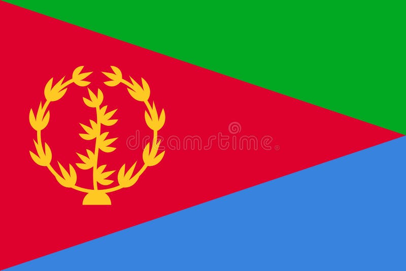Flag Of Eritrea Official Colors Flat Vector Illustration Stock Vector