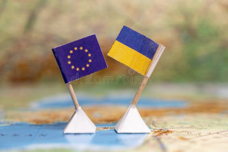 Flag of the EU and Ukraine on the Map. EU Membership Stock Image ...