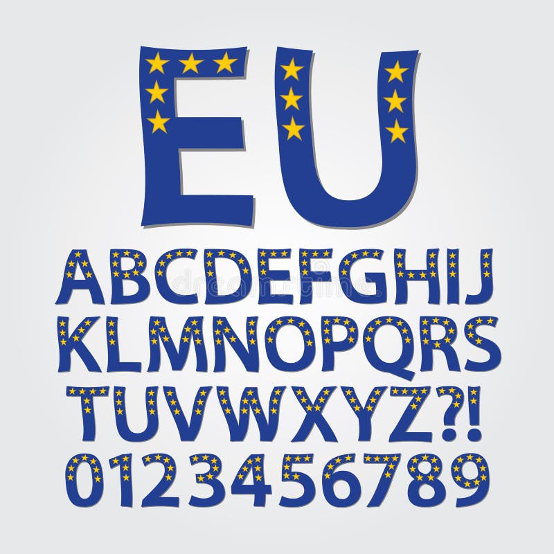 Flag of Europe Alphabet and Digit Vector Stock Vector - Illustration of ...