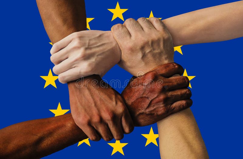 Europe Flag Multicultural Group of Young People Integration Diversity ...