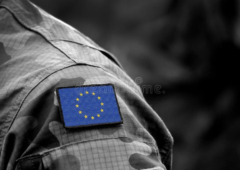The Flag of Europe on Military Uniform. Stock Photo - Image of armed ...
