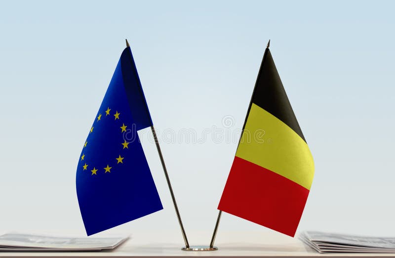Flag of European Union and Belgium Stock Photo - Image of friendship ...