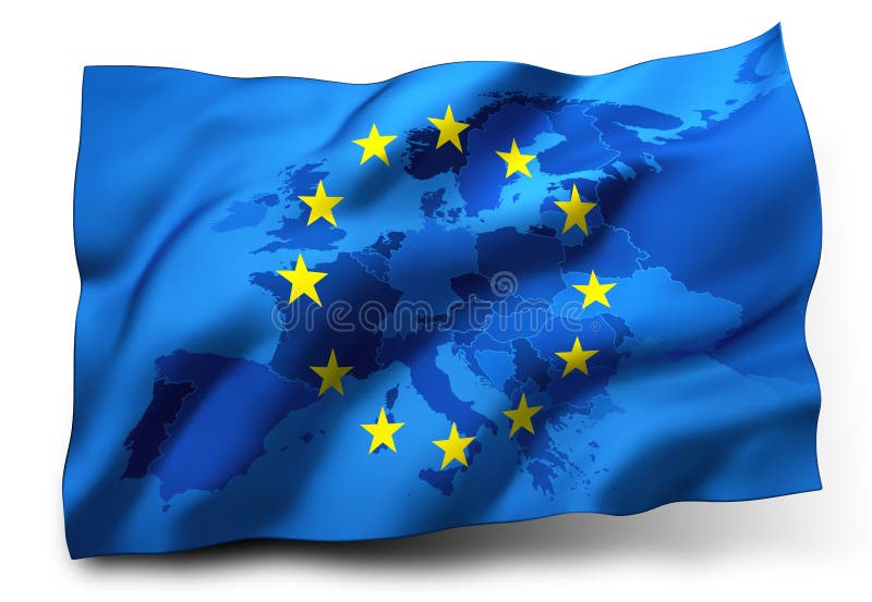 Flag of European Union - Europe Map Inside Stock Illustration ...