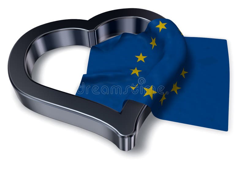 Flag of the European Union and Heart Stock Illustration - Illustration ...