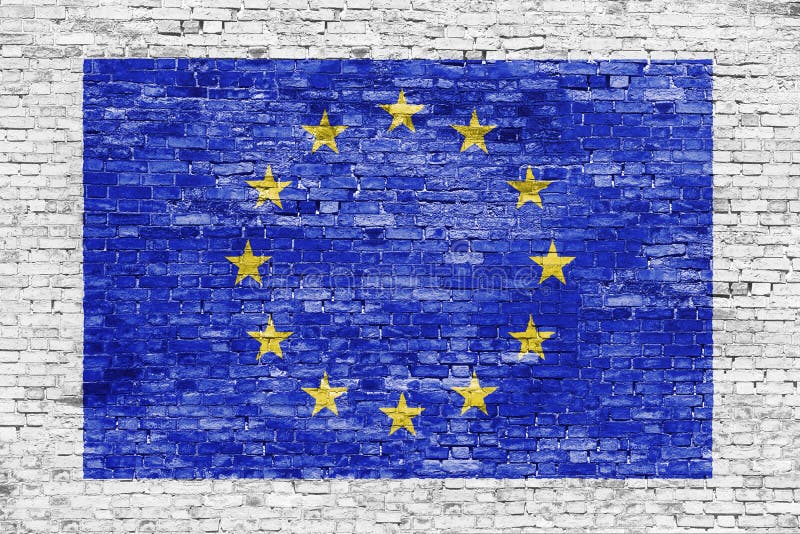 Flag of European Union Over White Brick Wall Stock Illustration ...