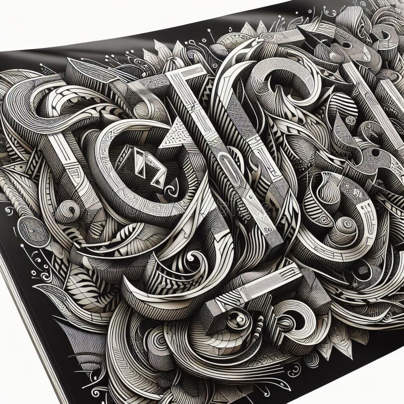 A Flag Featuring Abstract Calligraphy or Typography, W Stock ...