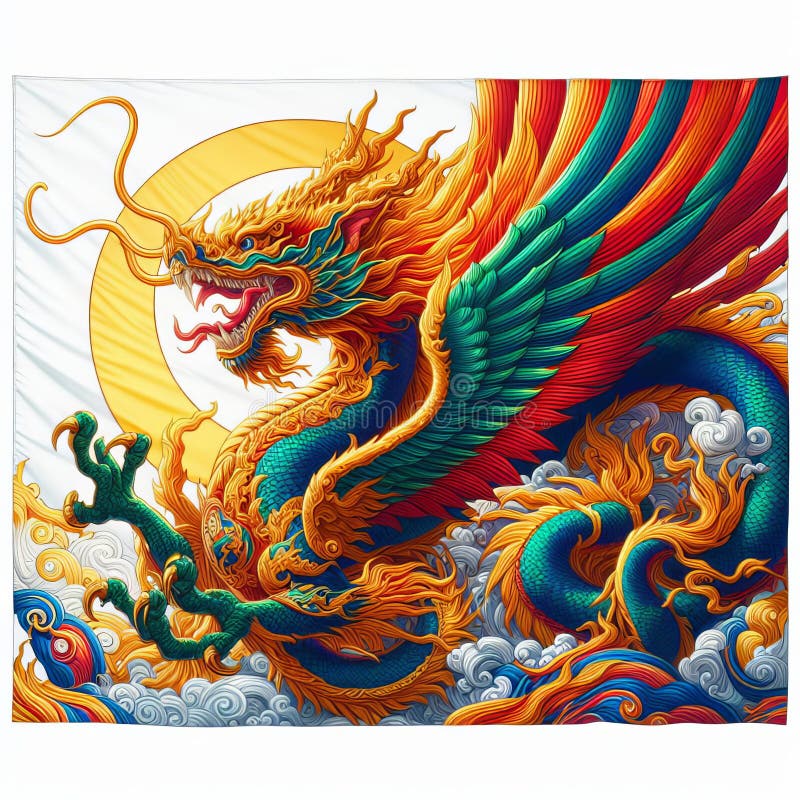 A Flag Featuring a Mythical Creature, Such As a Drago Stock ...